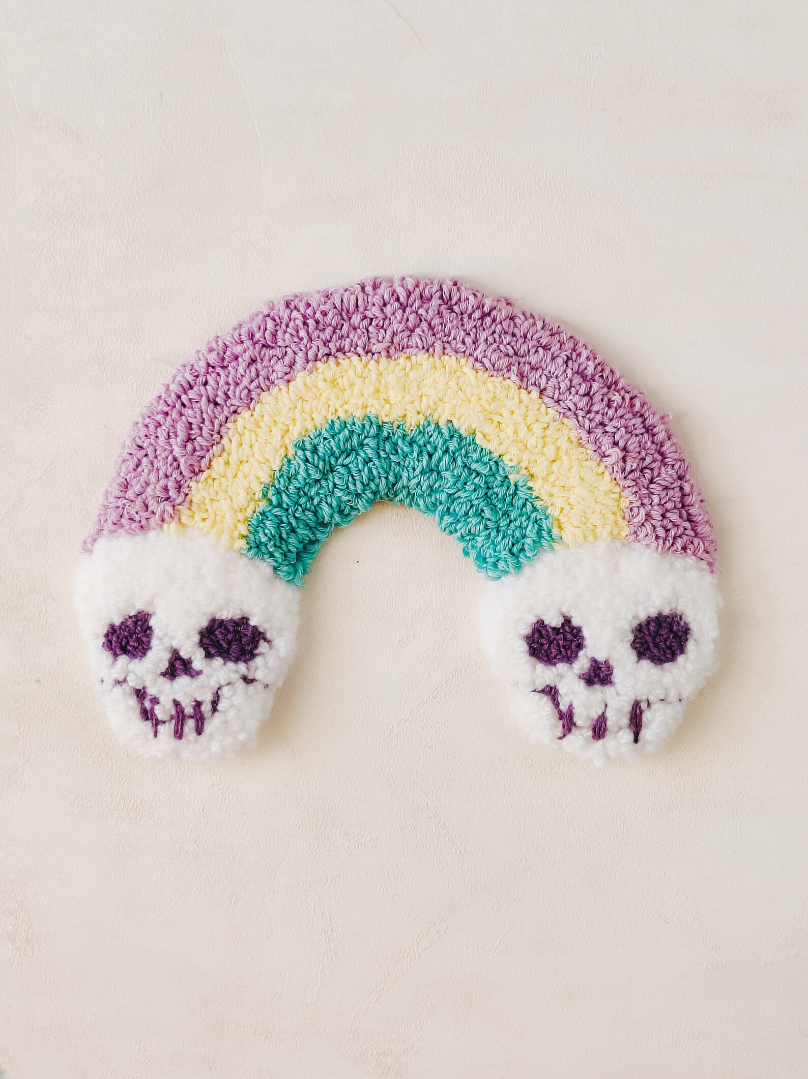 Cute Halloween Wall Hanging Rainbow With Skull Punchneedle Craft Decor ...