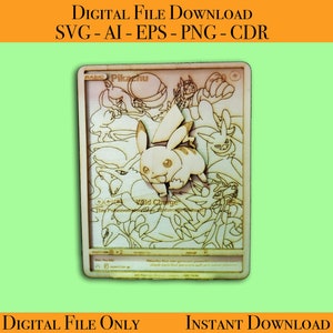 Pikachu Pokemon Card Laser Cutter Files Vector Ready for Wood Glowforge ...