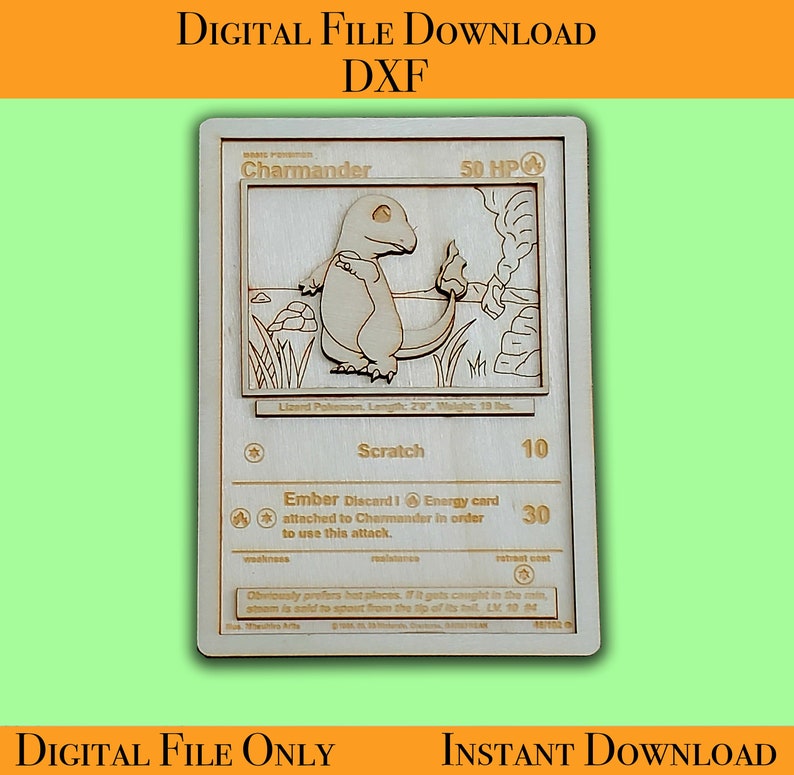 Charmander Pokemon Card DXF File - Etsy
