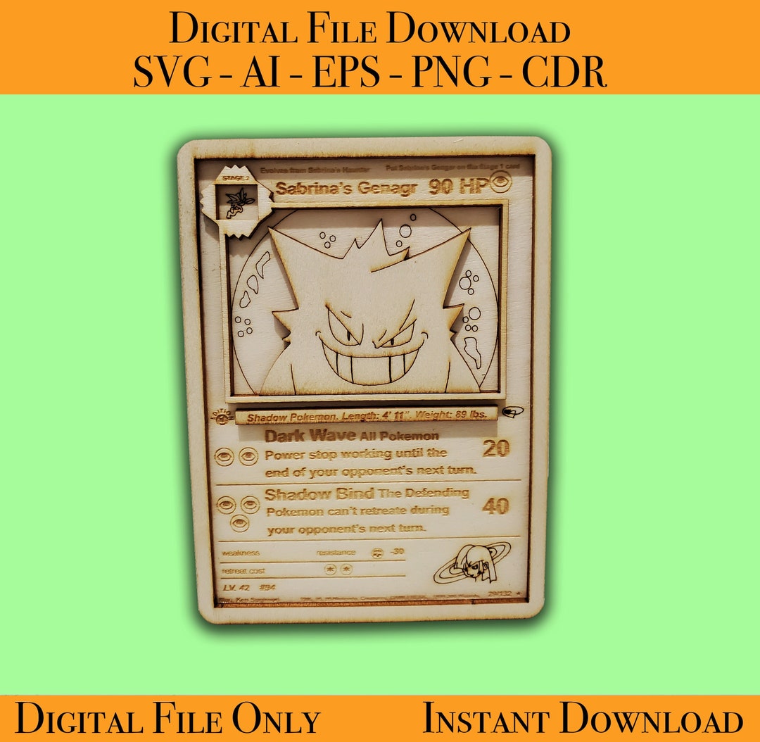 Gengar Sabrinas Pokemon Card Laser Cutter Files Vector Ready for Wood ...