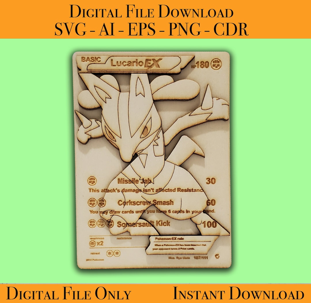 Lucario Ex Pokemon Card Laser Cut Digital Files Vector for Wood ...