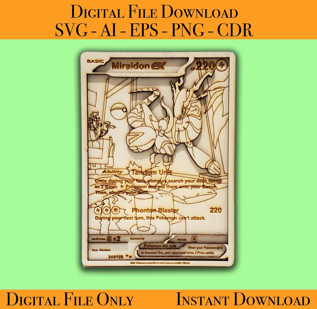 Miraidon Card Laser Cutter Files Vector for Wood Glowforge, Light Burn ...