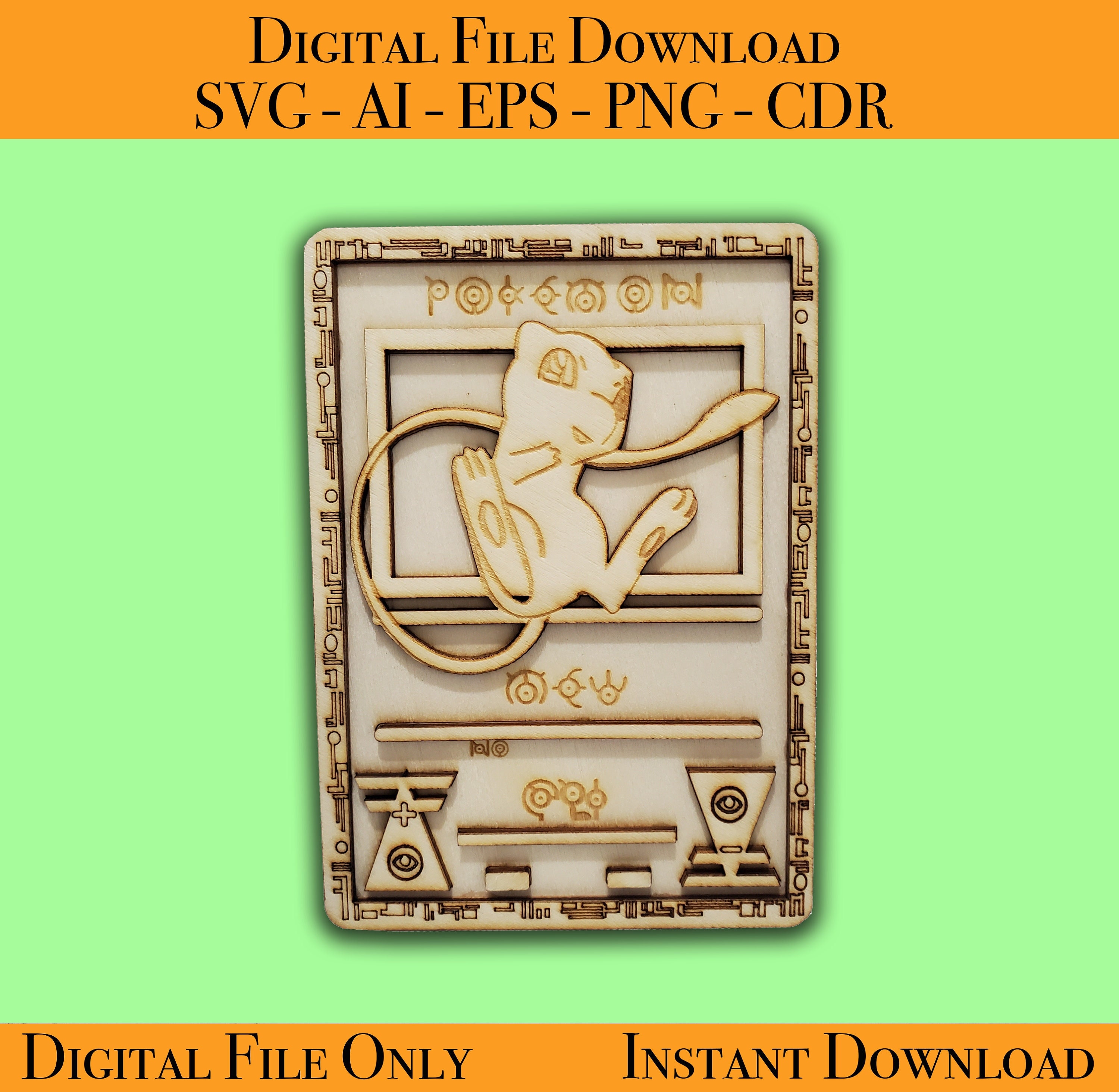 Ancient Mewtwo Pokemon Card Laser Files Vector Ready for Wood Glowforge ...