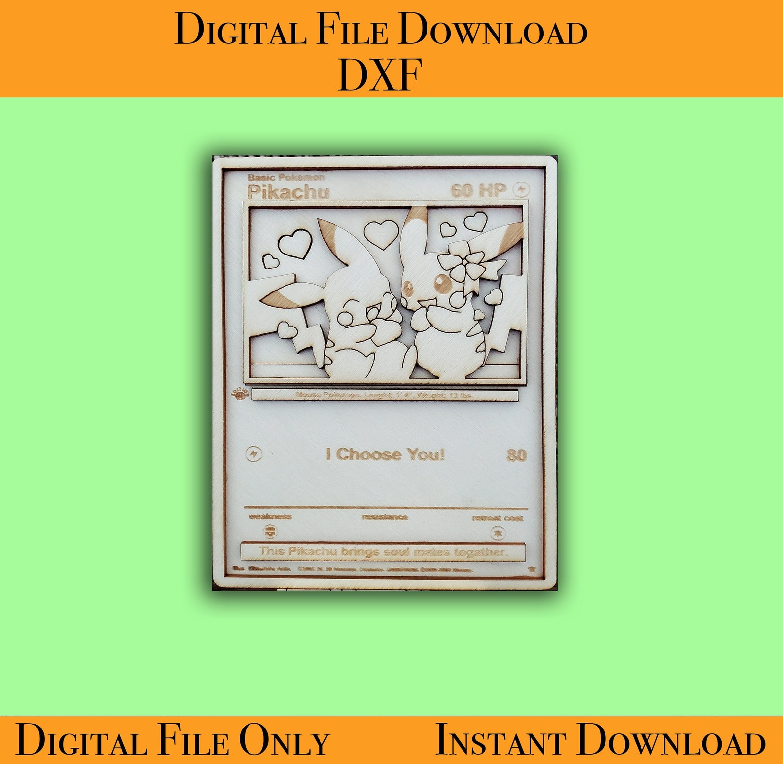 Pikachu I Choose You Pokemon Card DXF File - Etsy