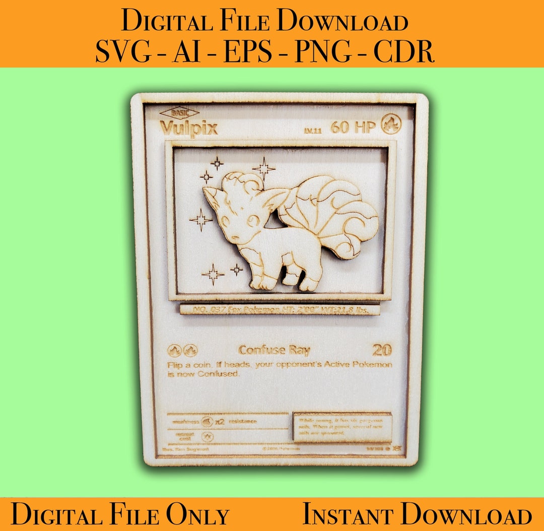 Vulpix Pokemon Card Laser File Vector Ready for Wood Glowforge, Light ...