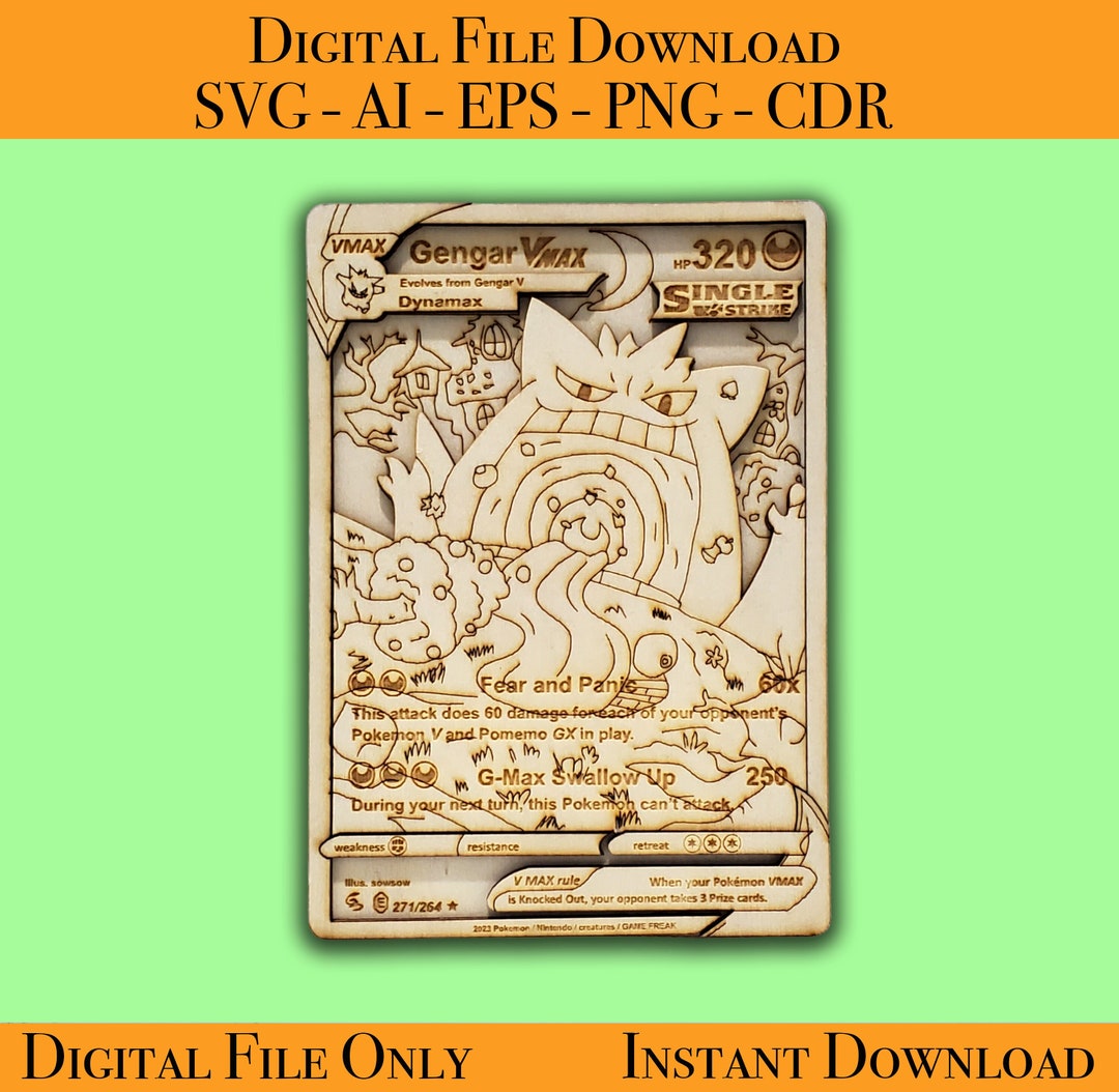 Gengar V Max Card Laser Cutter Files Vector for Wood Glowforge, Light ...