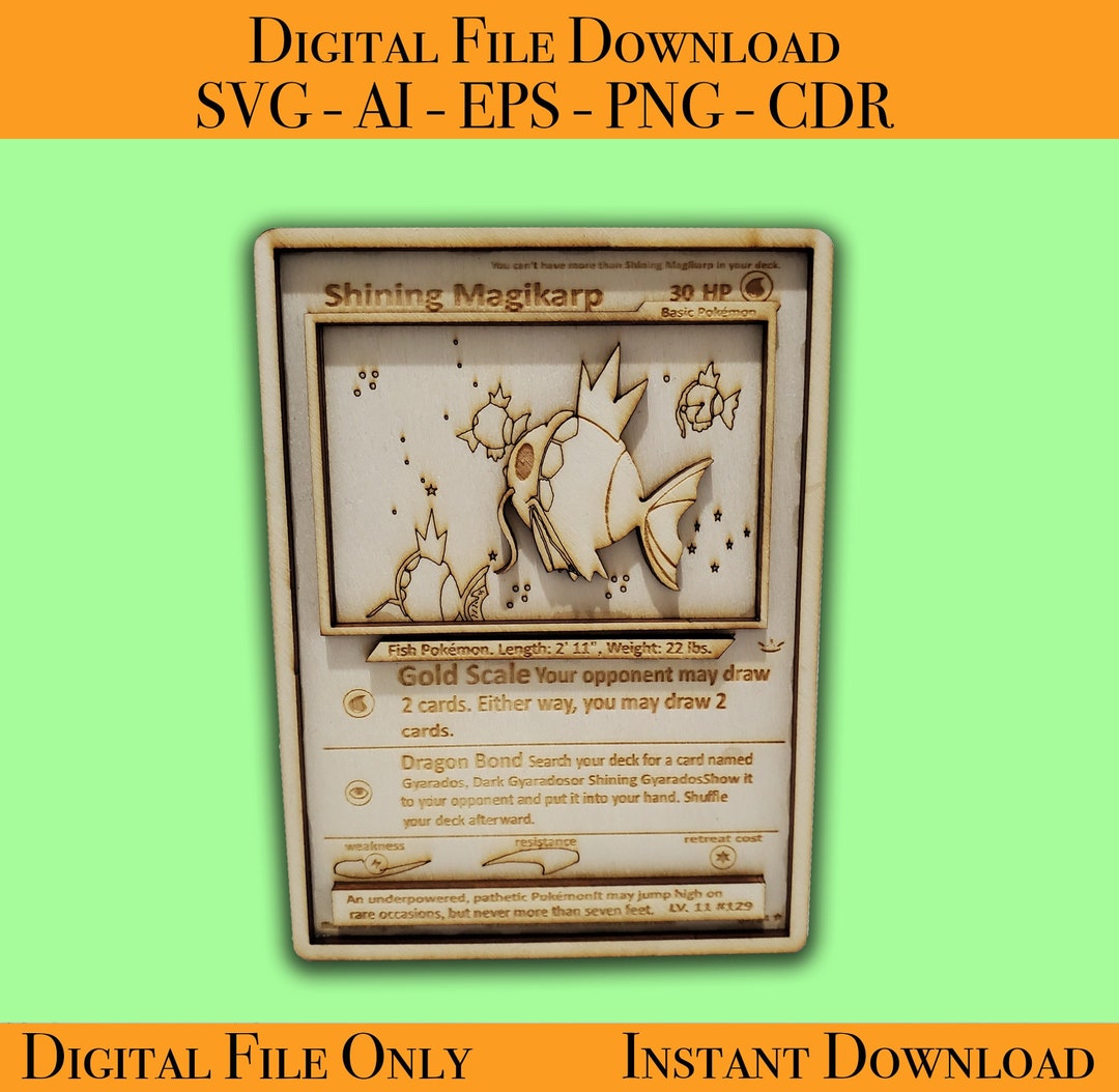 Shining Magikarp Pokemon Card Laser Cut Files Vector Ready for Wood ...