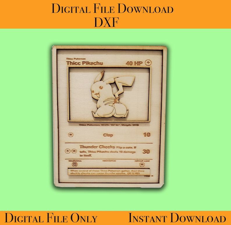 Thicc Pikachu Pokemon Card DXF File - Etsy