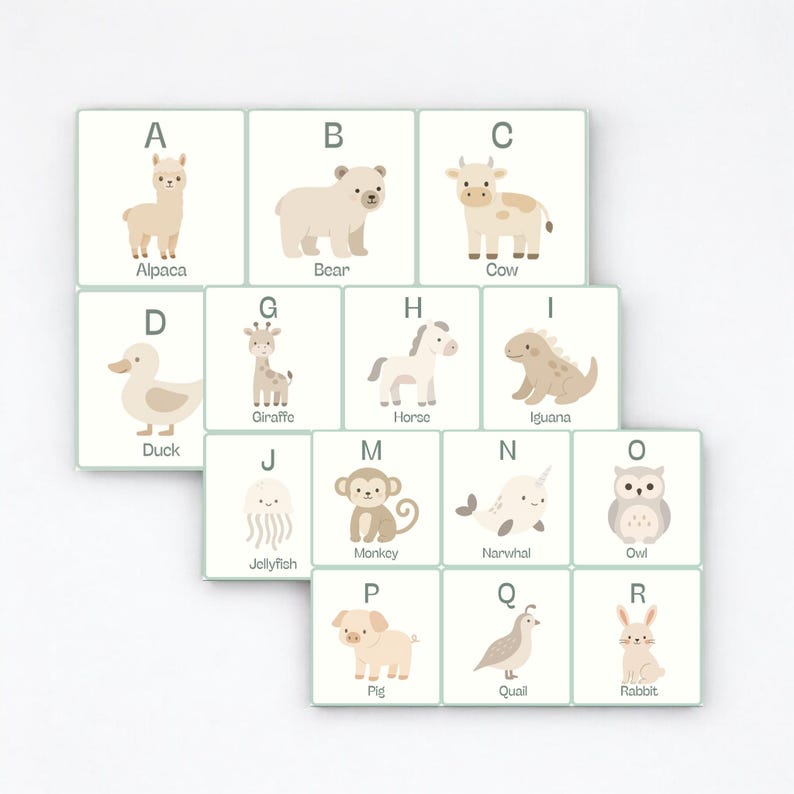 Animal Alphabet Flashcards A–Z - English, Spanish & French Versions ...
