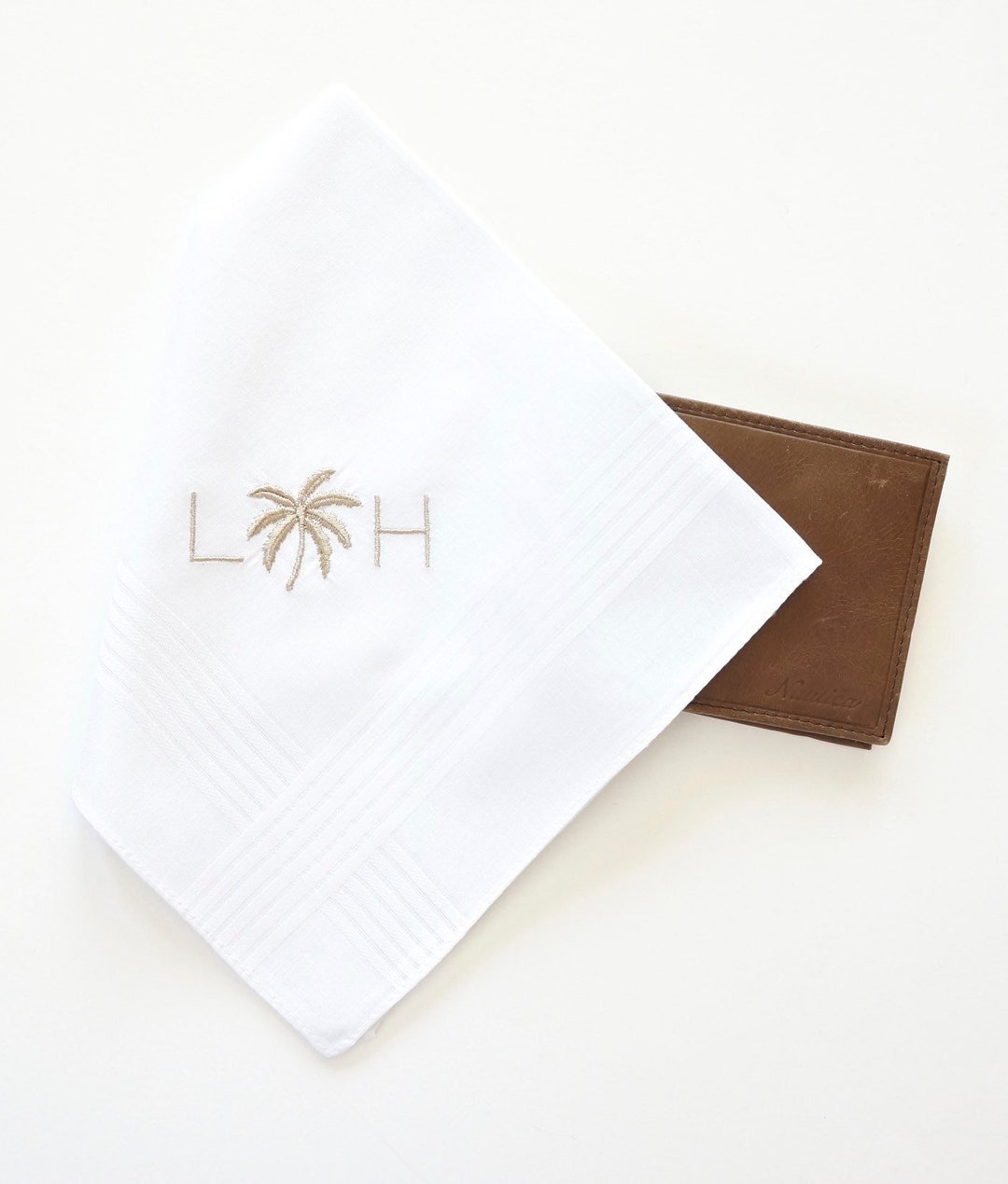 MENS PALM TREE Font Embroidered Monogrammed Handkerchief, , Groomsmen ...