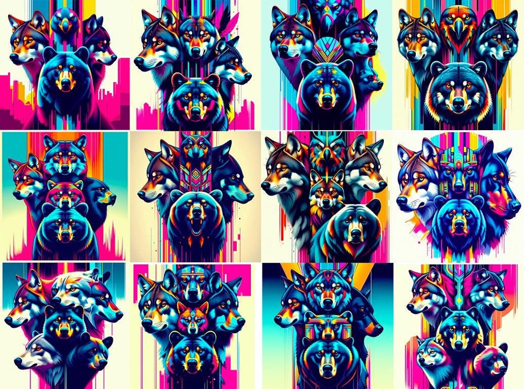 150+ Totemic T-shirt Designs: Colorful Animal Graphics (digital ...