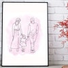 Sibling Portrait, Children Portrait, Line Art Drawing, One Line Art ...