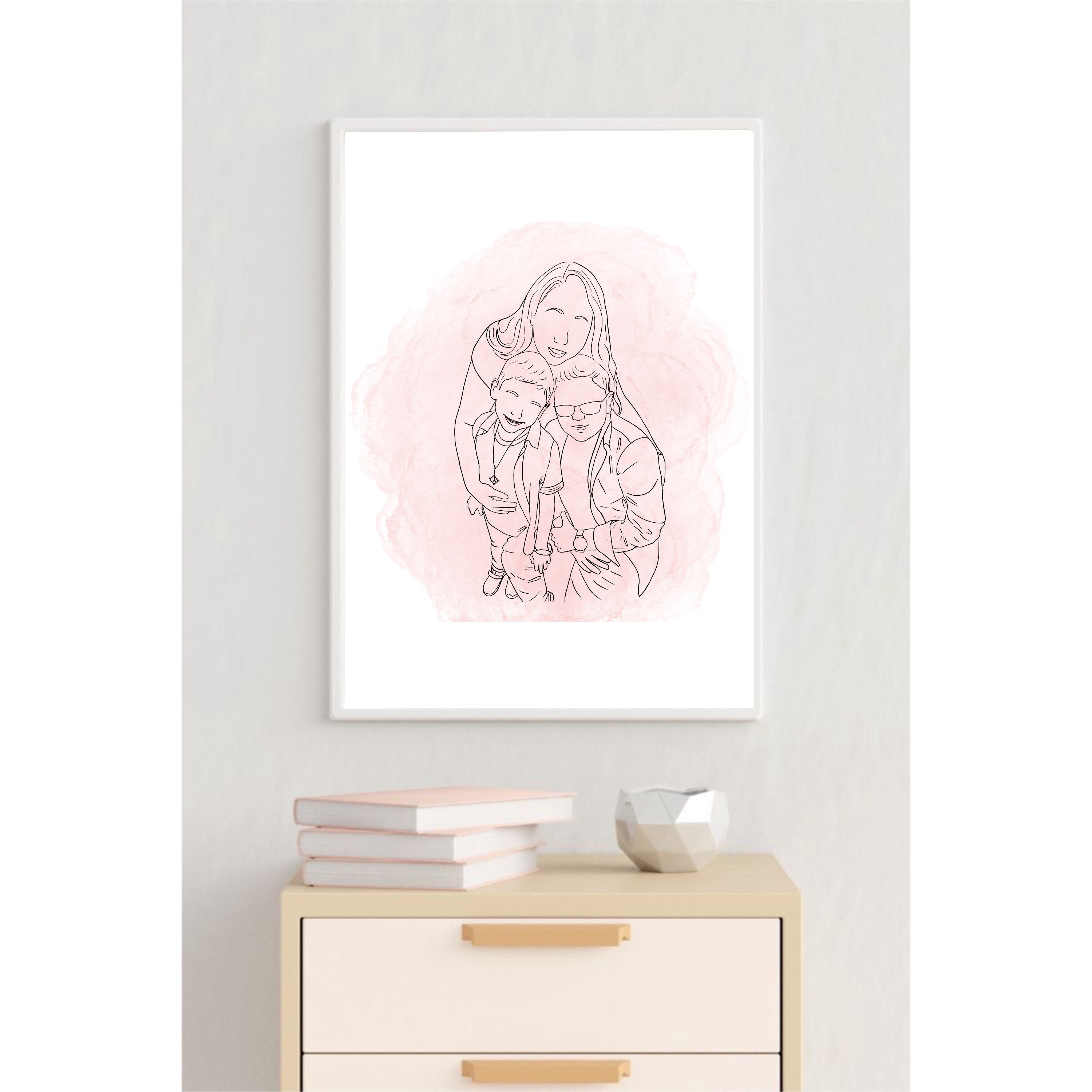 Sibling Line Art, Family Line Drawing, Custom Line Drawing, Sisters ...