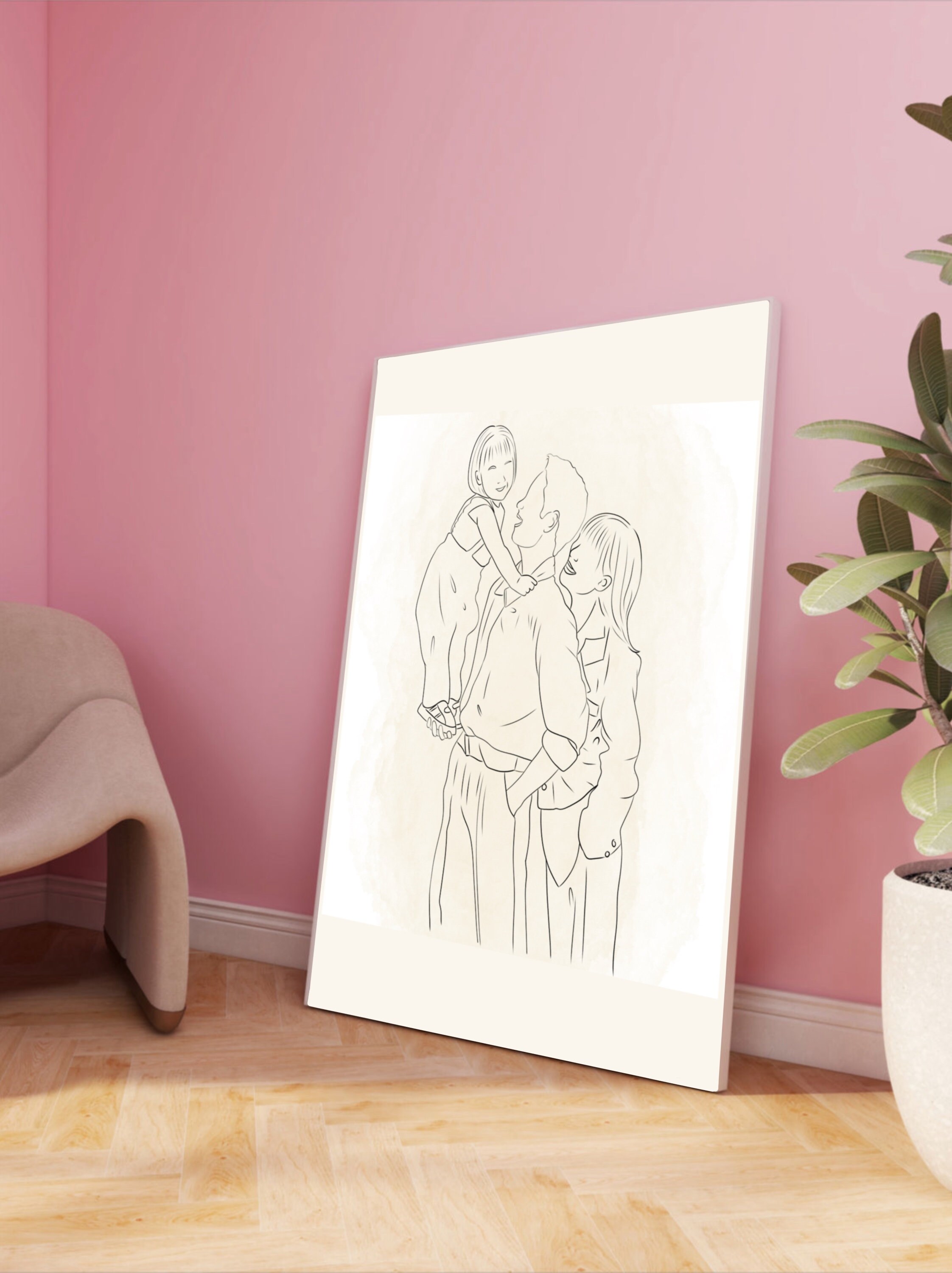 Custom Family Line Art Drawing, One Line Family Portrait, Custom Couple ...