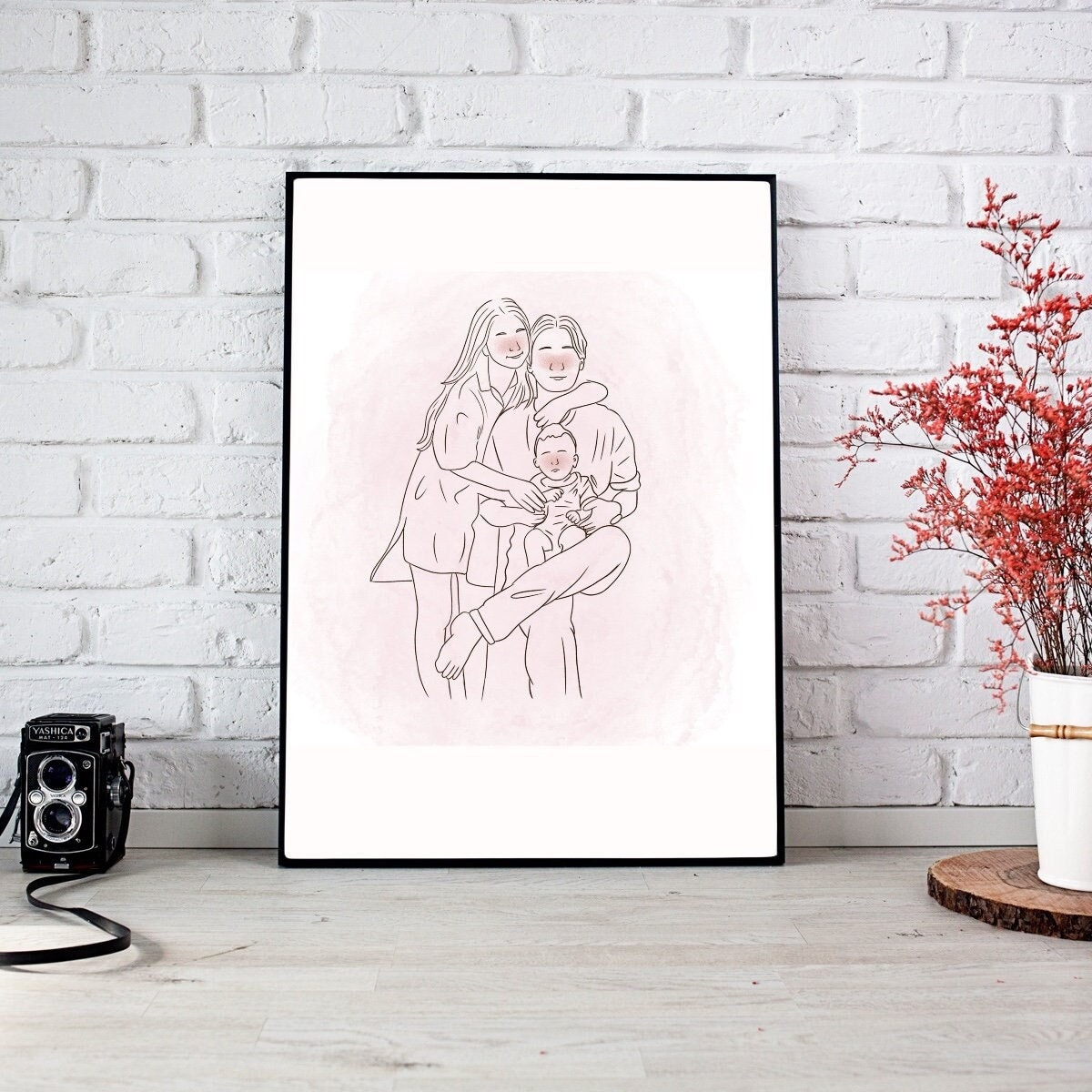Custom Family Line Art Drawing, One Line Family Portrait, Custom Couple ...