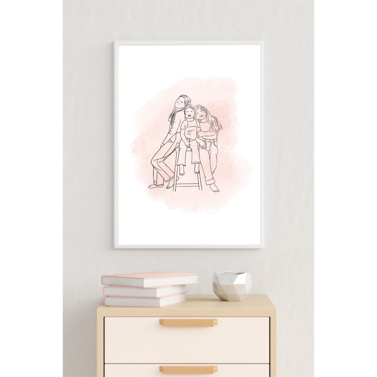 Sibling Portrait, Children Portrait, Line Art Drawing, One Line Art ...