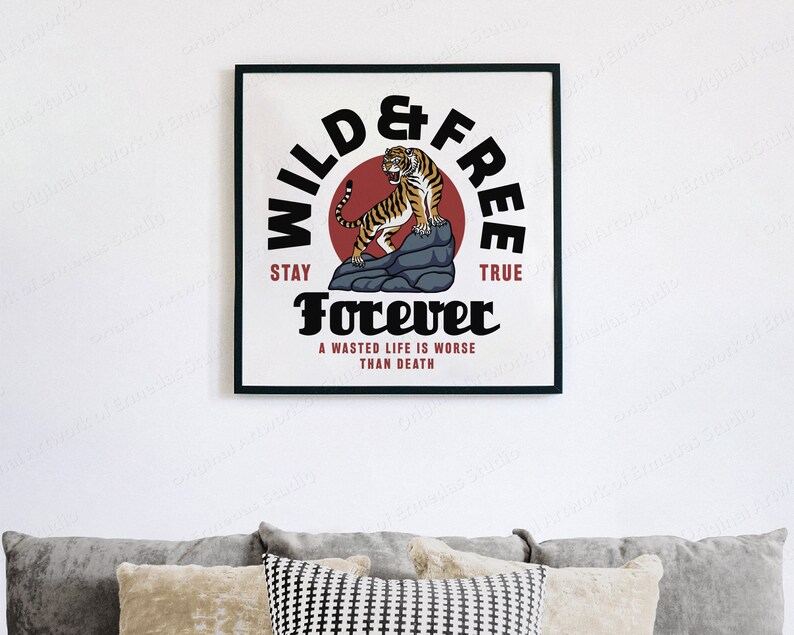 Tiger on Rock With Slogan Transparent PNG File Digital Download for DTF ...