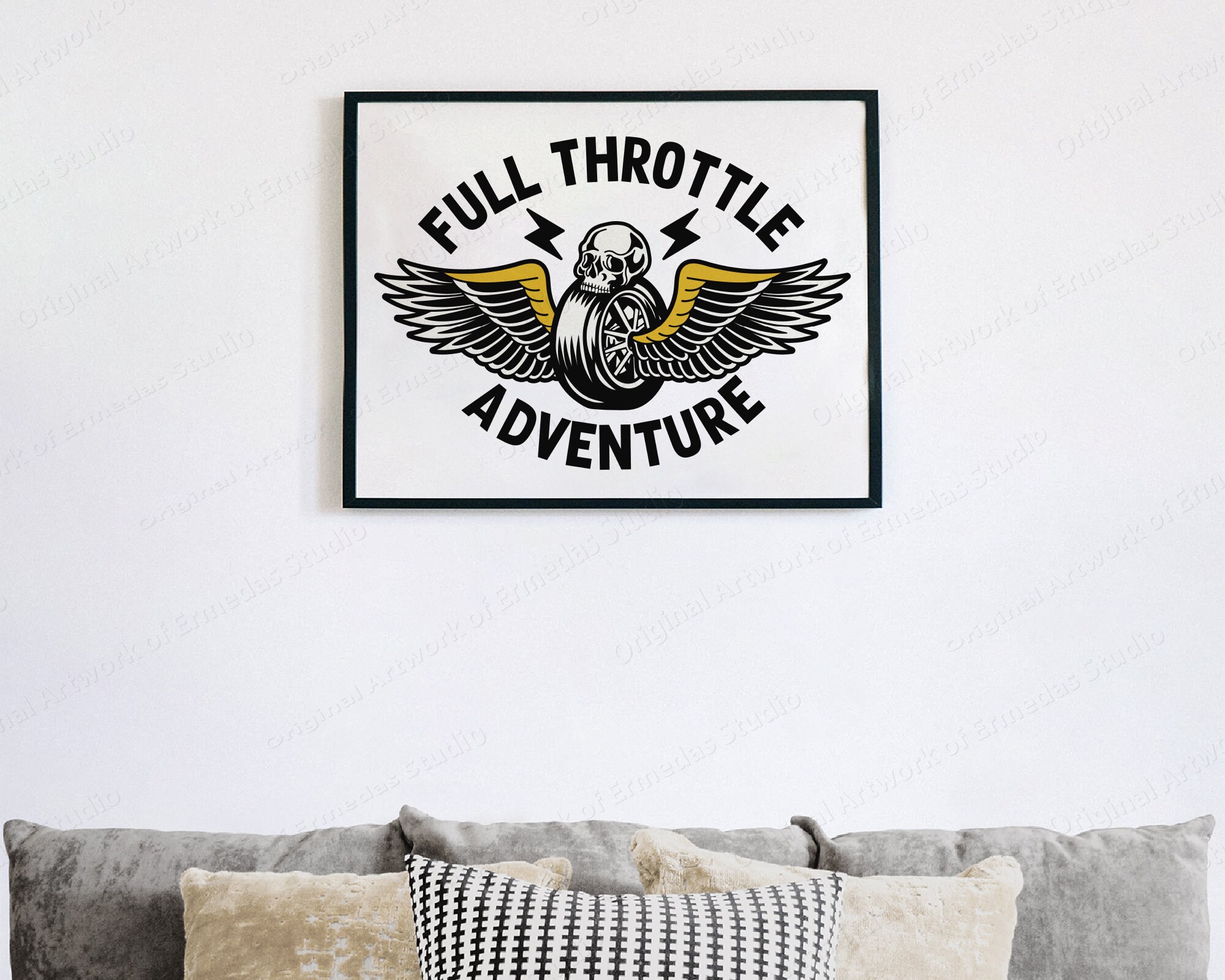 Wings and Motorcycle Tyre With A Skull Vintage Print | Transparent PNG ...