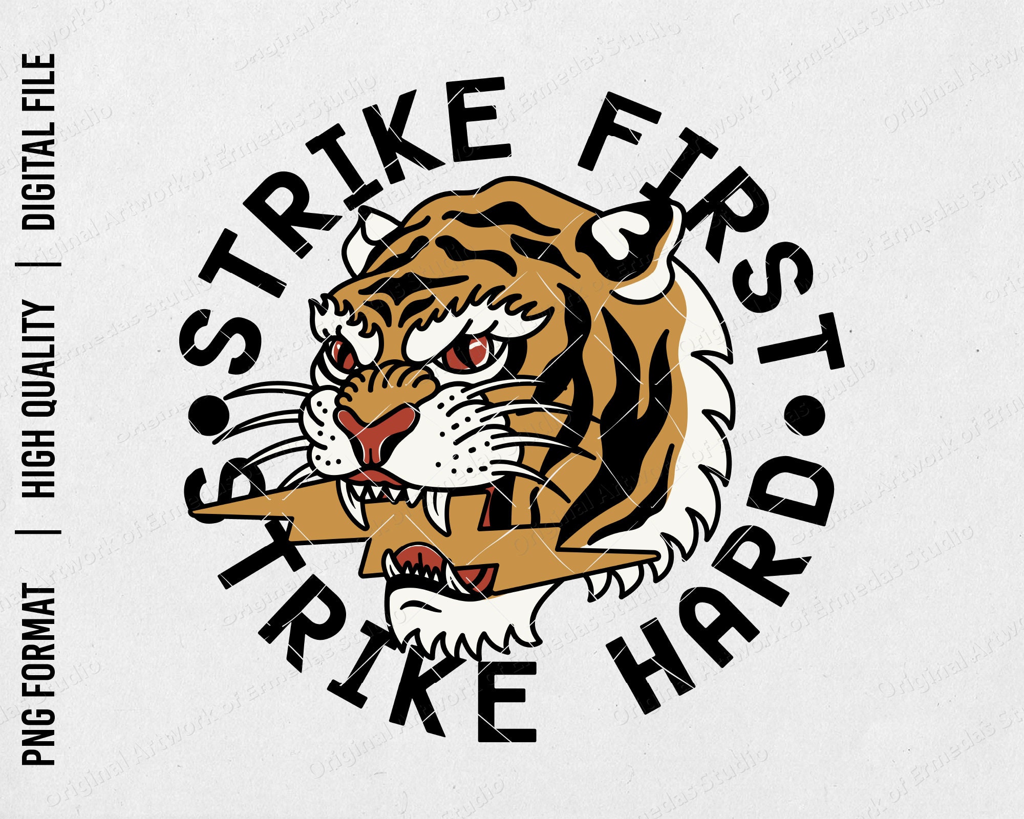 Tiger With Lightning Illustration Print Transparent PNG File Digital ...