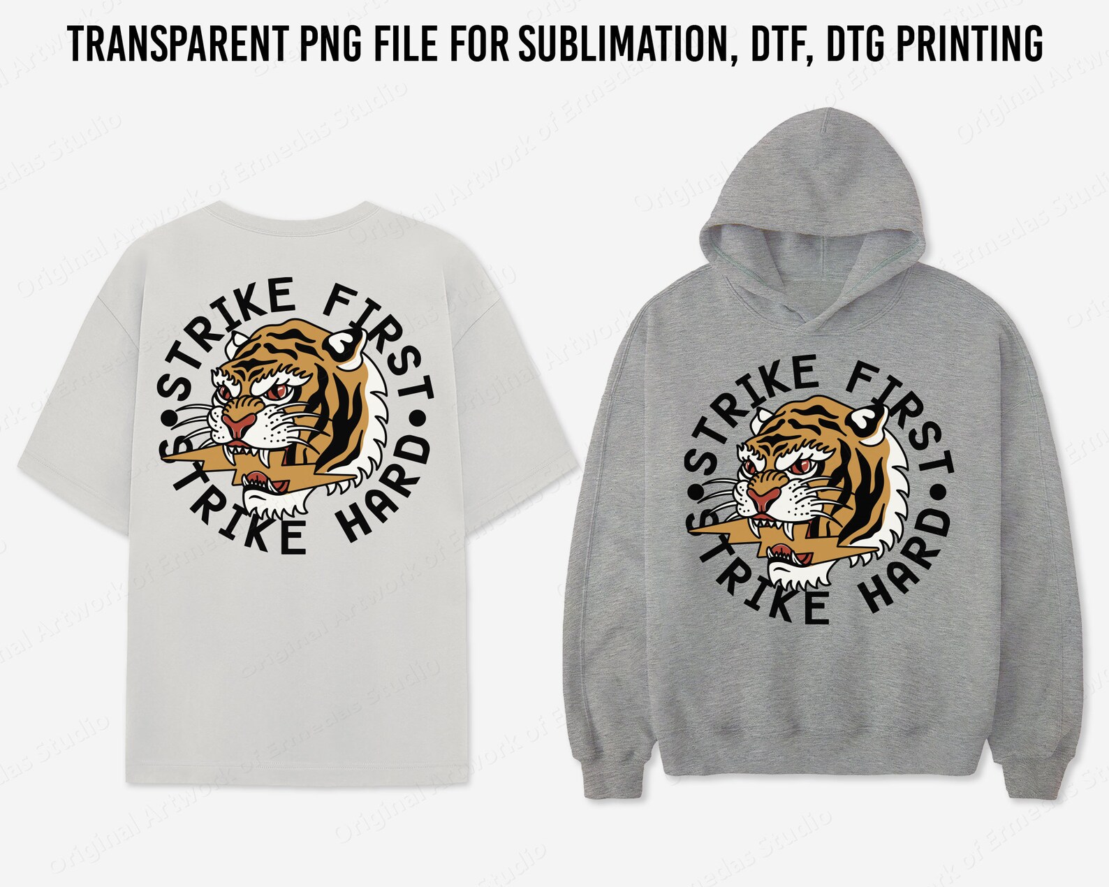 Tiger With Lightning Illustration Print | Transparent PNG File ...