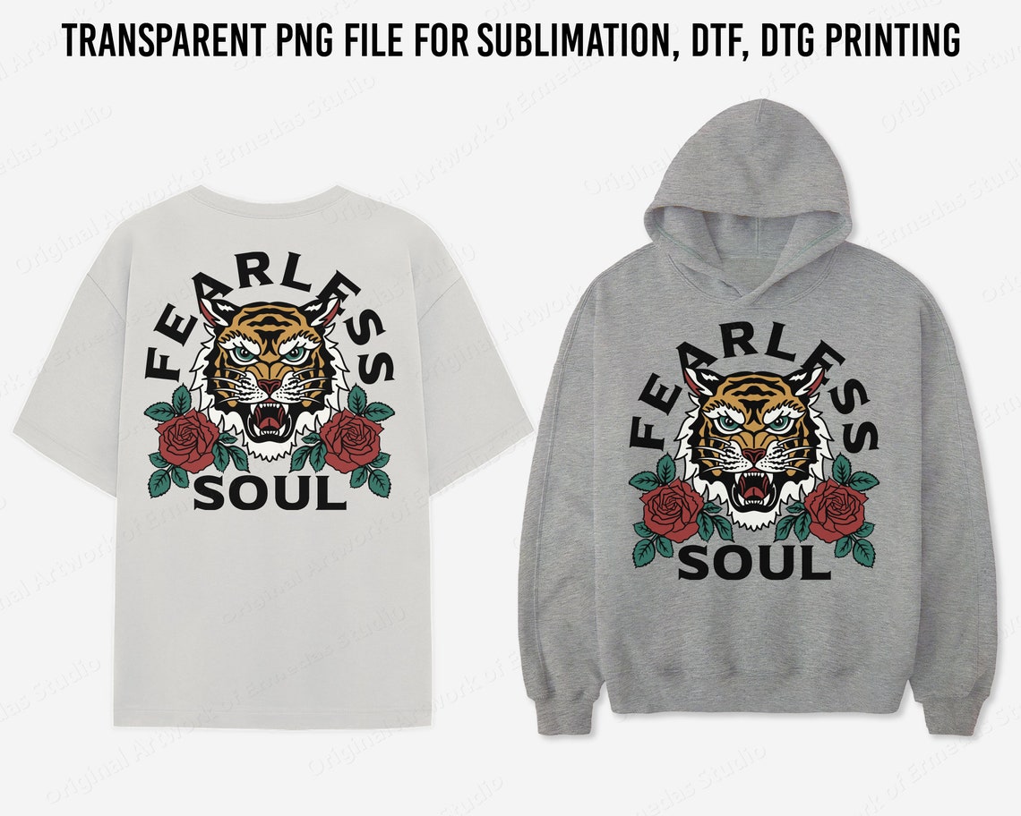 Tiger With Roses Tattoo | Transparent PNG File | Digital Download | for ...