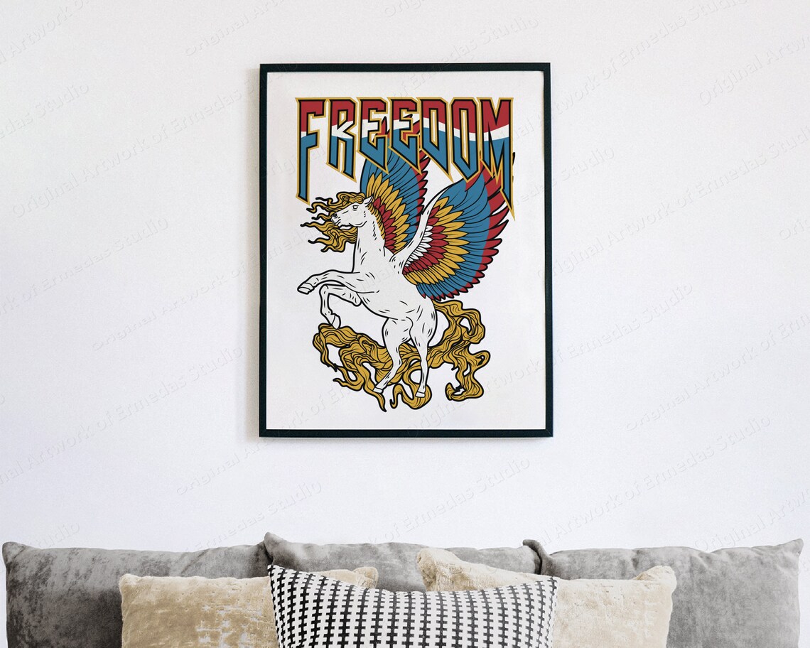 Pegasus With Colorful Wings | Transparent PNG File | Digital Download ...