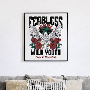 Eagle Fearless Slogan | Transparent PNG File | Digital Download | for DTF, DTG, Sublimation ...