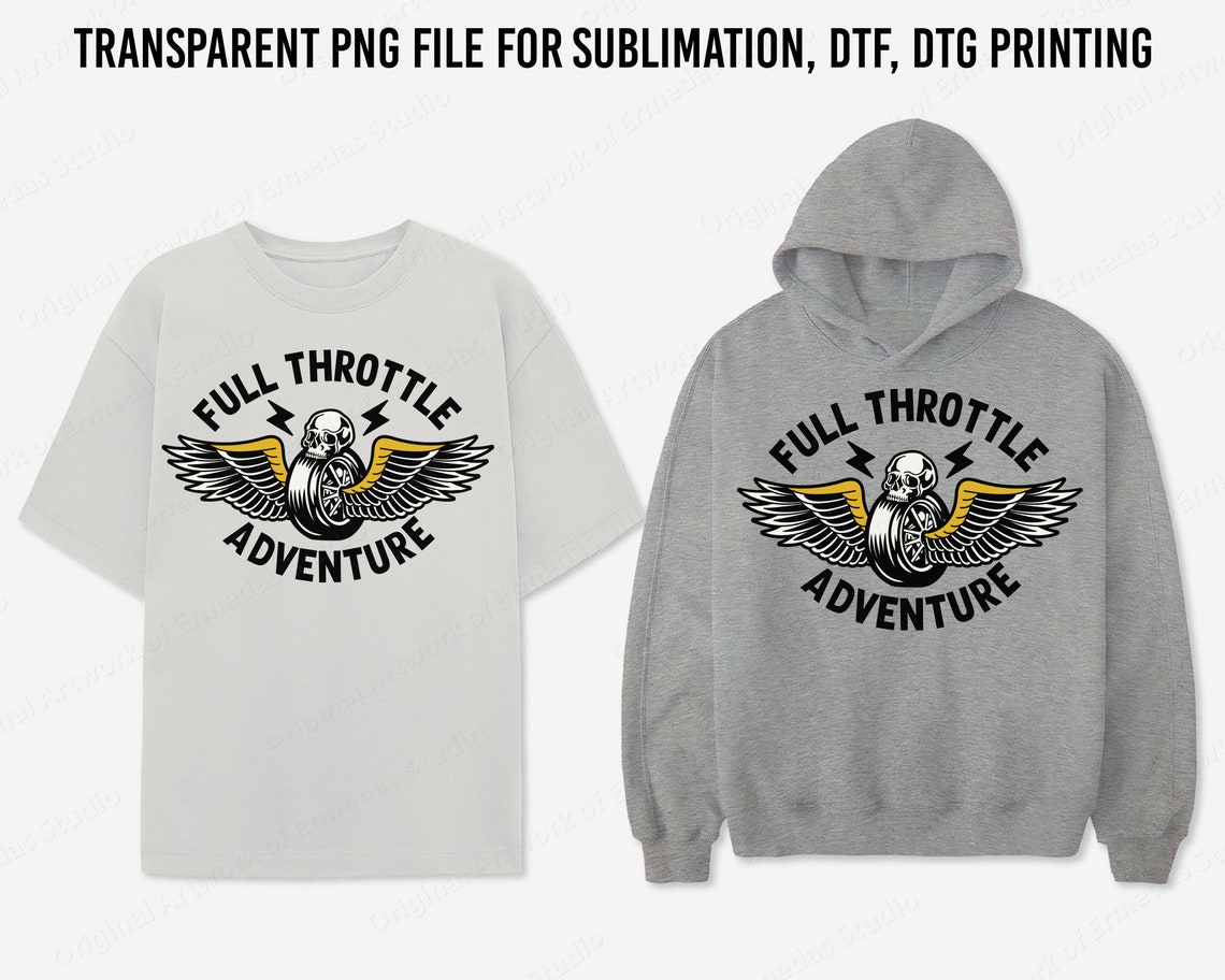 Wings and Motorcycle Tyre With A Skull Vintage Print | Transparent PNG ...