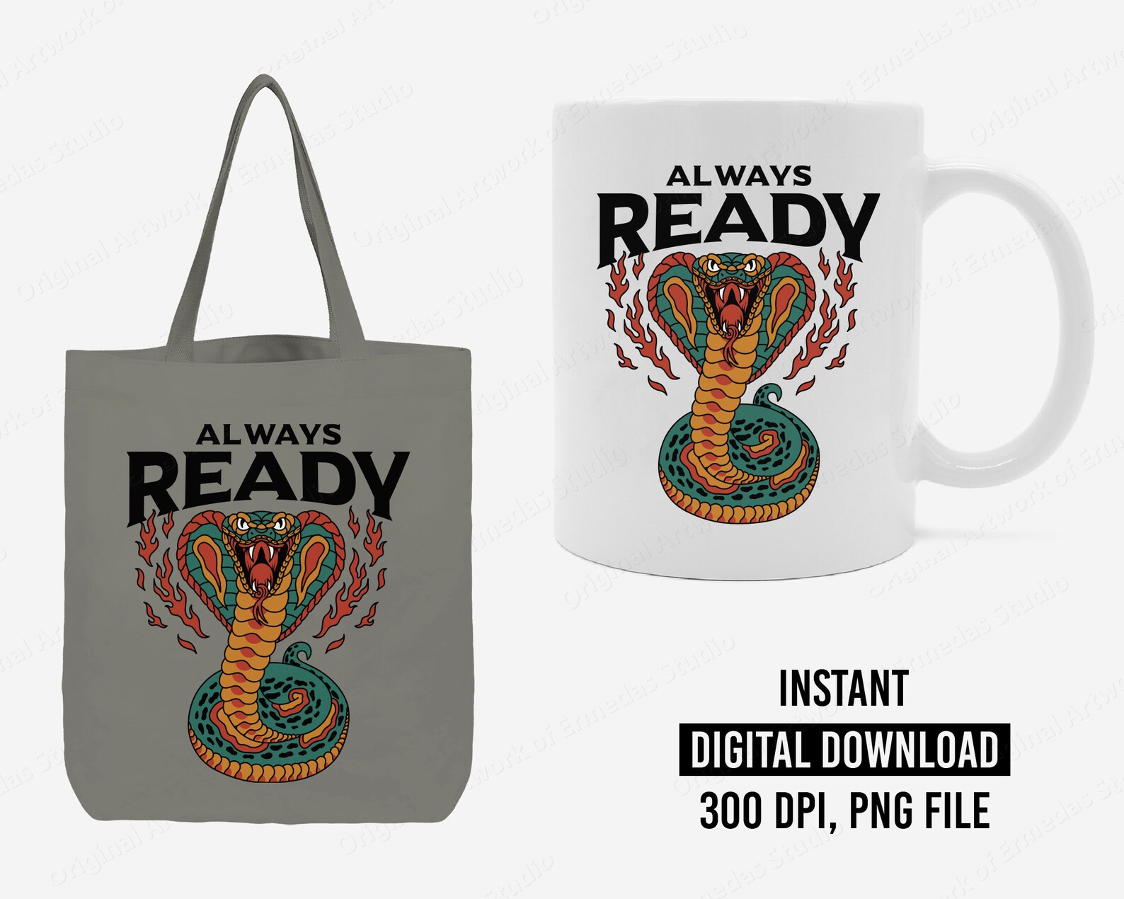 PNG File | Cobra Snake With Flames | Digital Download | for DTF, DTG ...