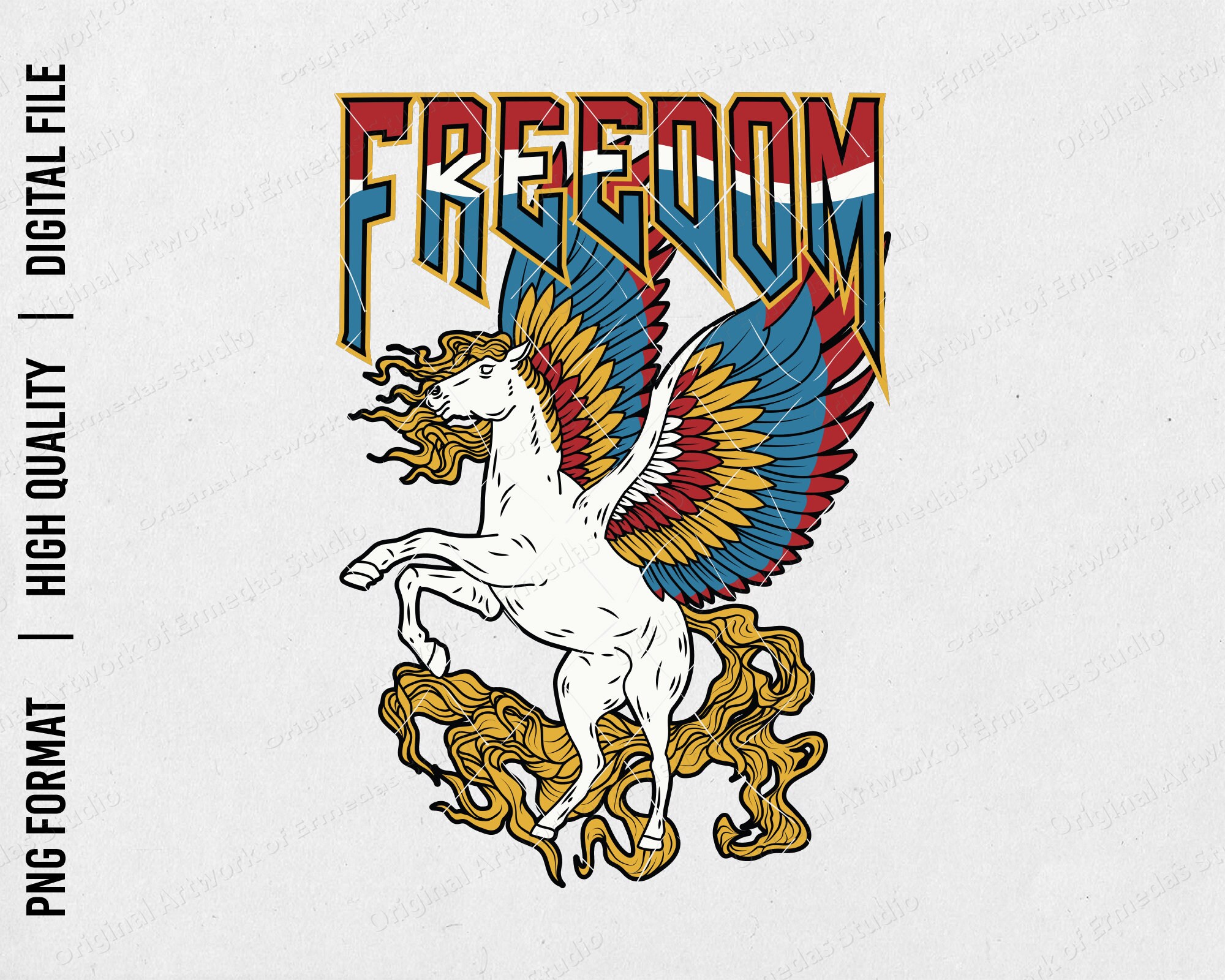 Pegasus With Colorful Wings | Transparent PNG File | Digital Download ...