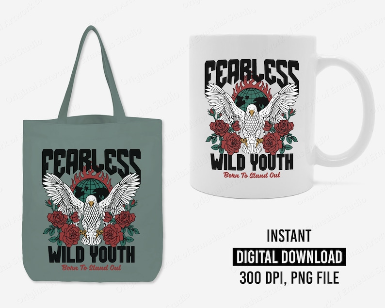 Eagle Fearless Slogan | Transparent PNG File | Digital Download | for DTF, DTG, Sublimation ...