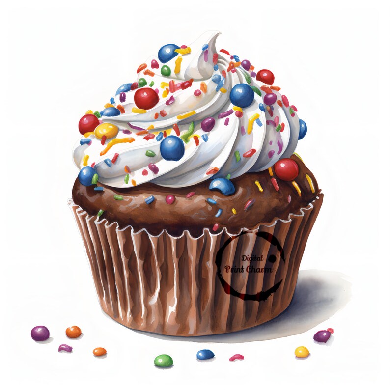 Delicious Cupcake Watercolor Clipart Set 20 Mouthwatering Dessert ...