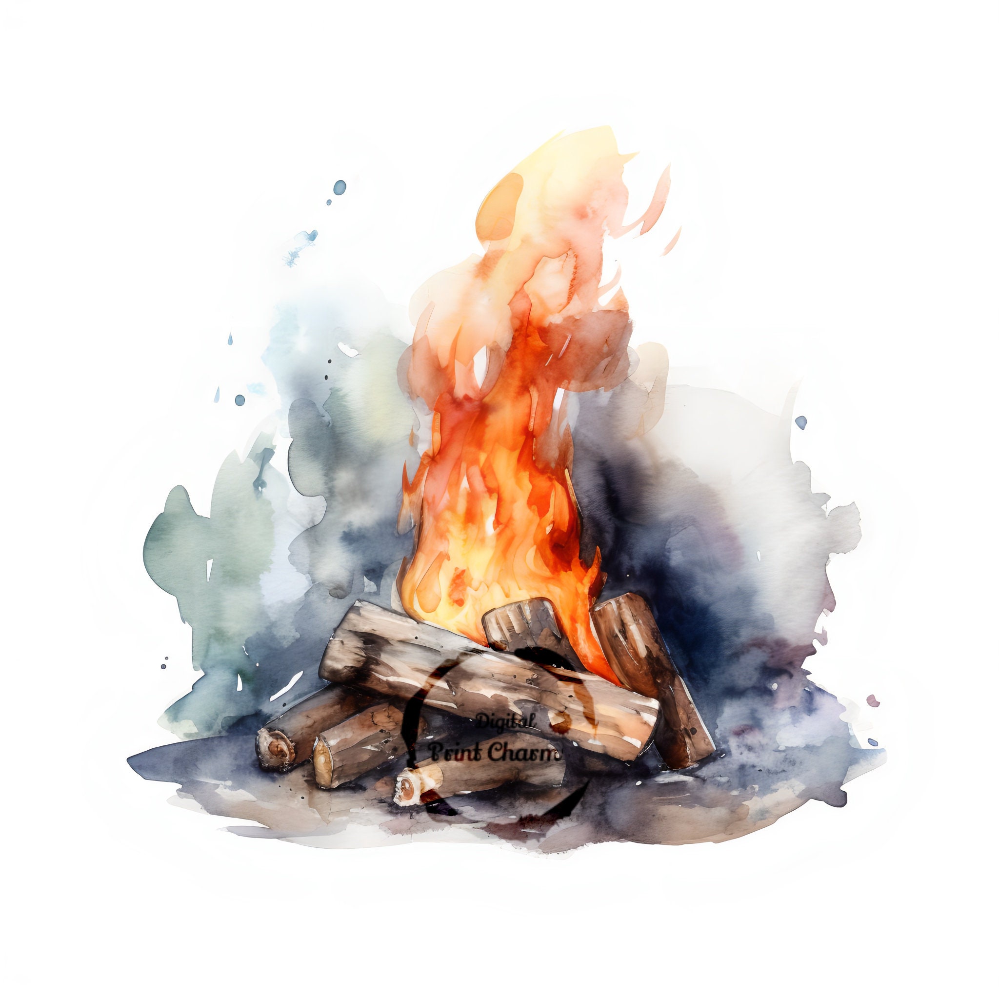 Bonfire and Campfire Clipart 16 Watercolor Digital Prints - Etsy