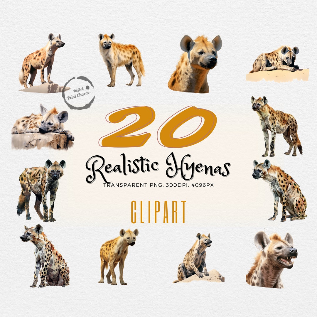 20 Hyena Clipart Digital Prints | Realistic Watercolor Art | Perfect ...