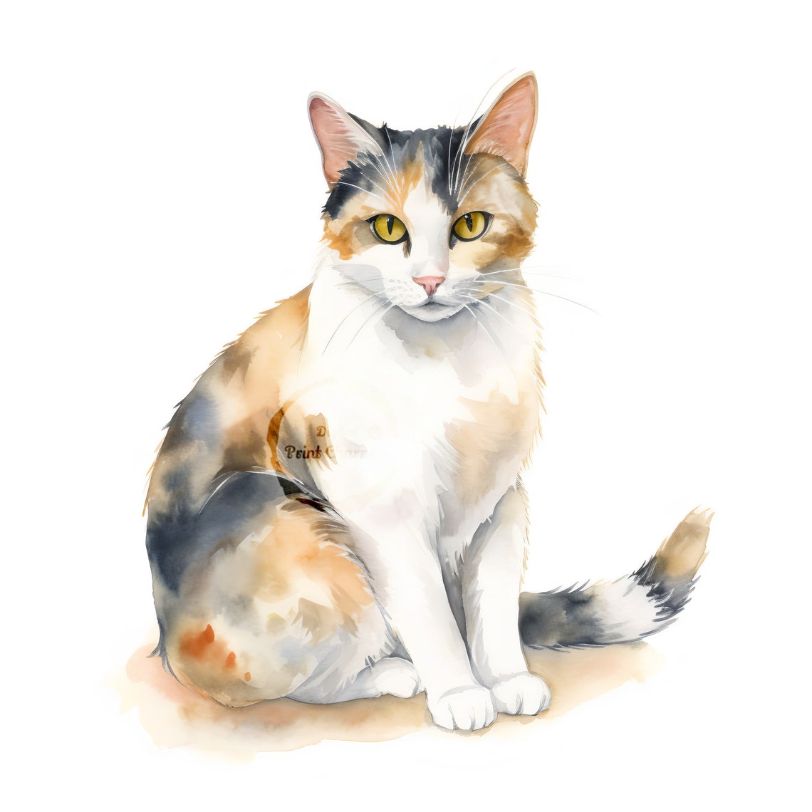 Digital Watercolor Calico Cat Clipart Bundle 16 Cute Feline Prints for ...