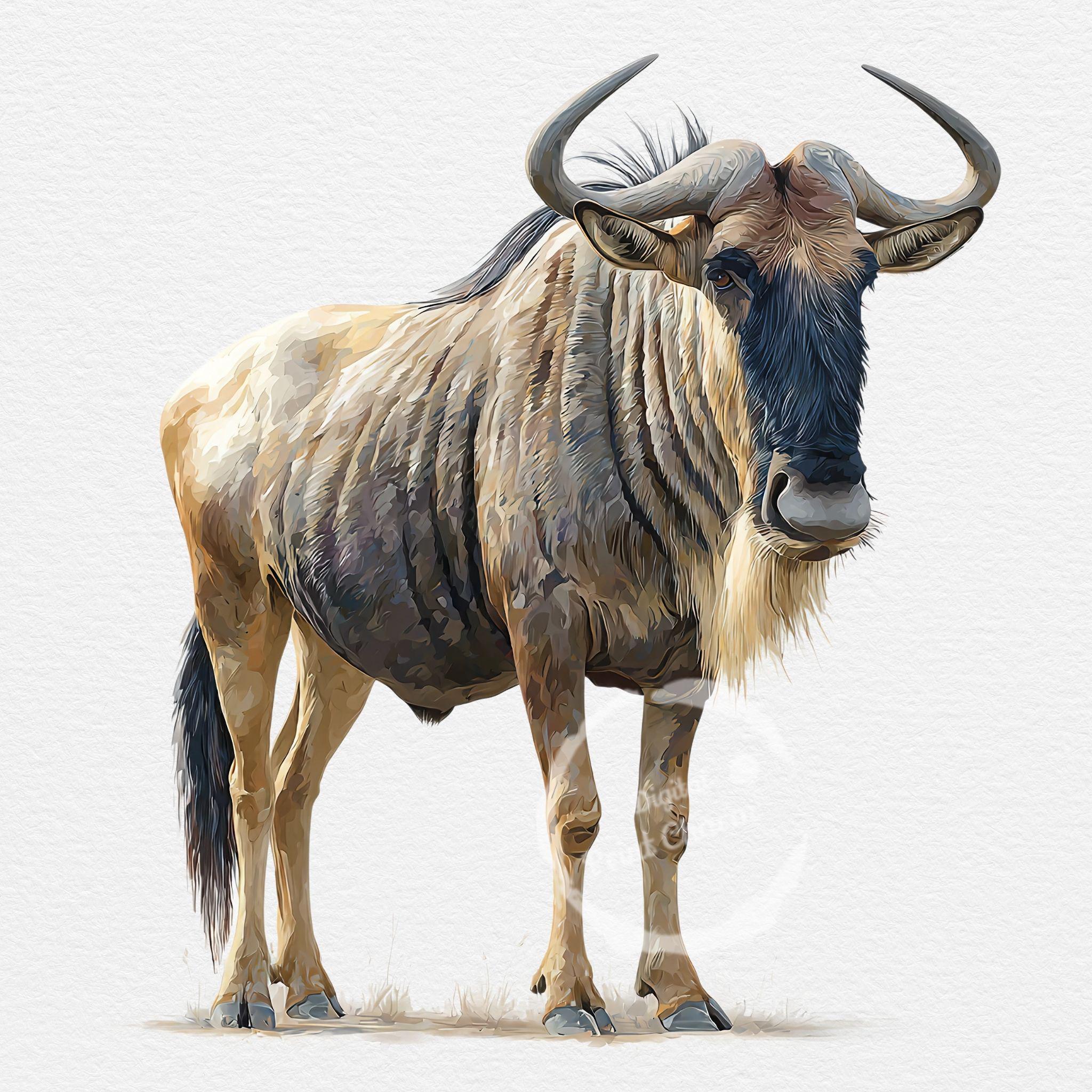 Majestic Wildebeest Clipart Set | 20 Realistic Gnu Illustrations ...