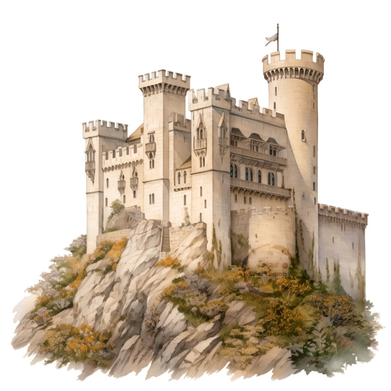 16 Mittelalterliche Burg Cliparts Realistische Aquarell - Etsy.de