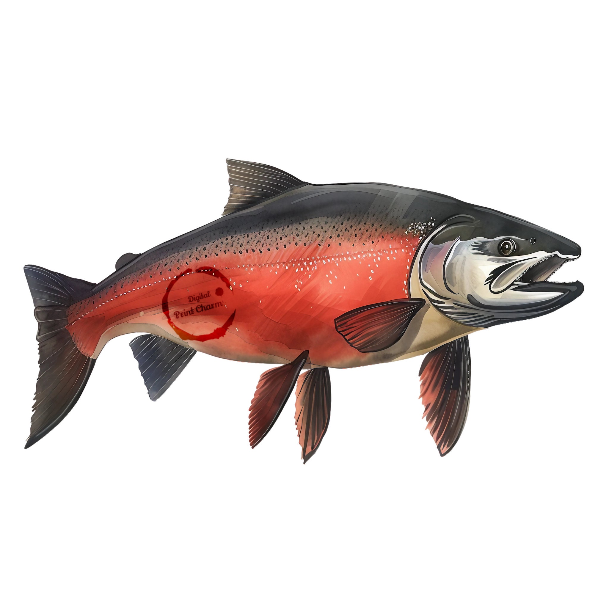 Lifelike Salmon Clipart Bundle 16 Realistic Fish Illustrations Perfect ...