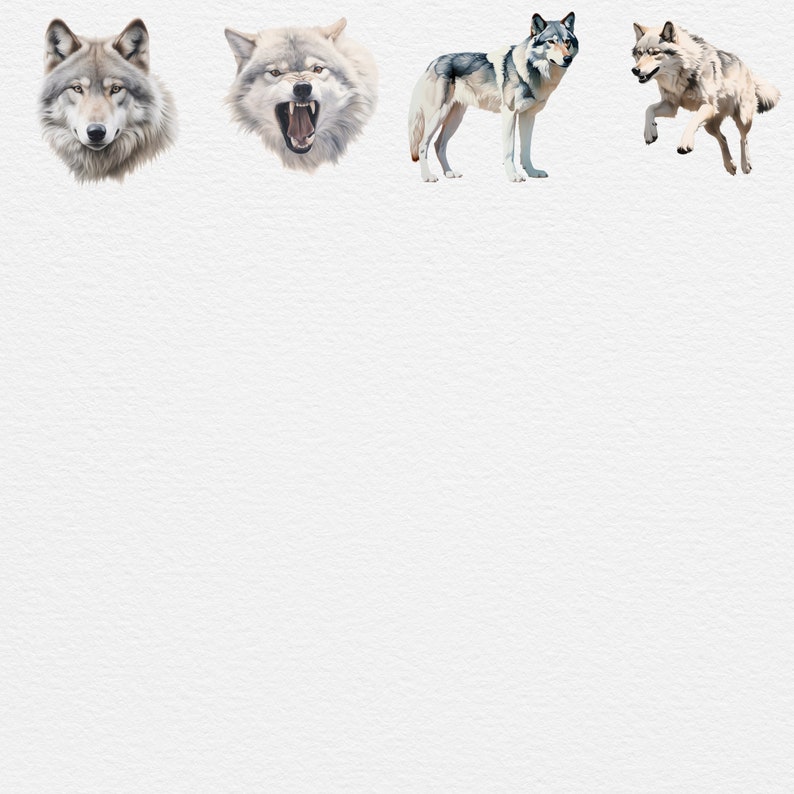 Watercolor Wolves Clipart 20 Realistic Digital Prints Majestic Animal ...