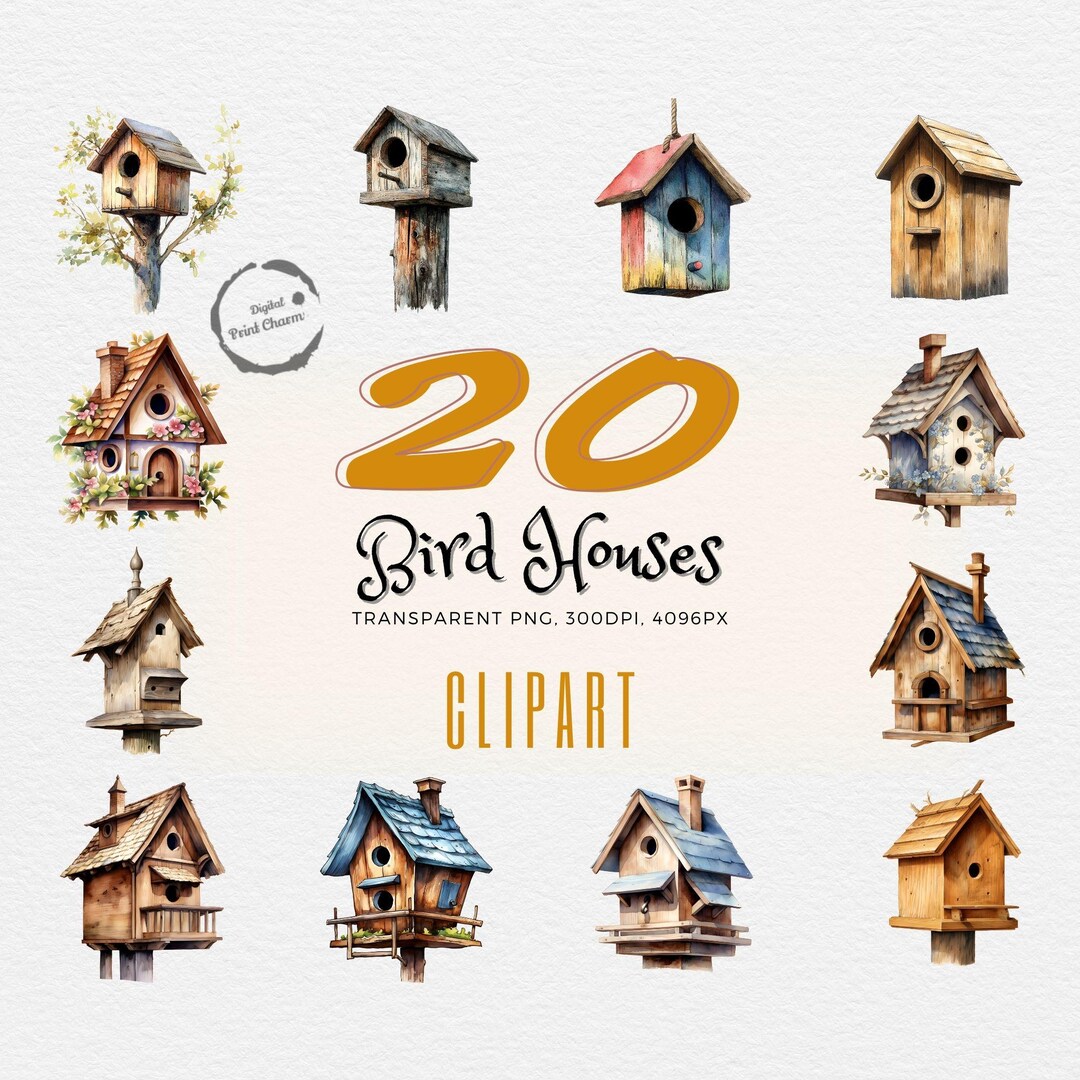 Garden Delight 20 Bird House Clipart Bundle | Spring & Summer Art ...