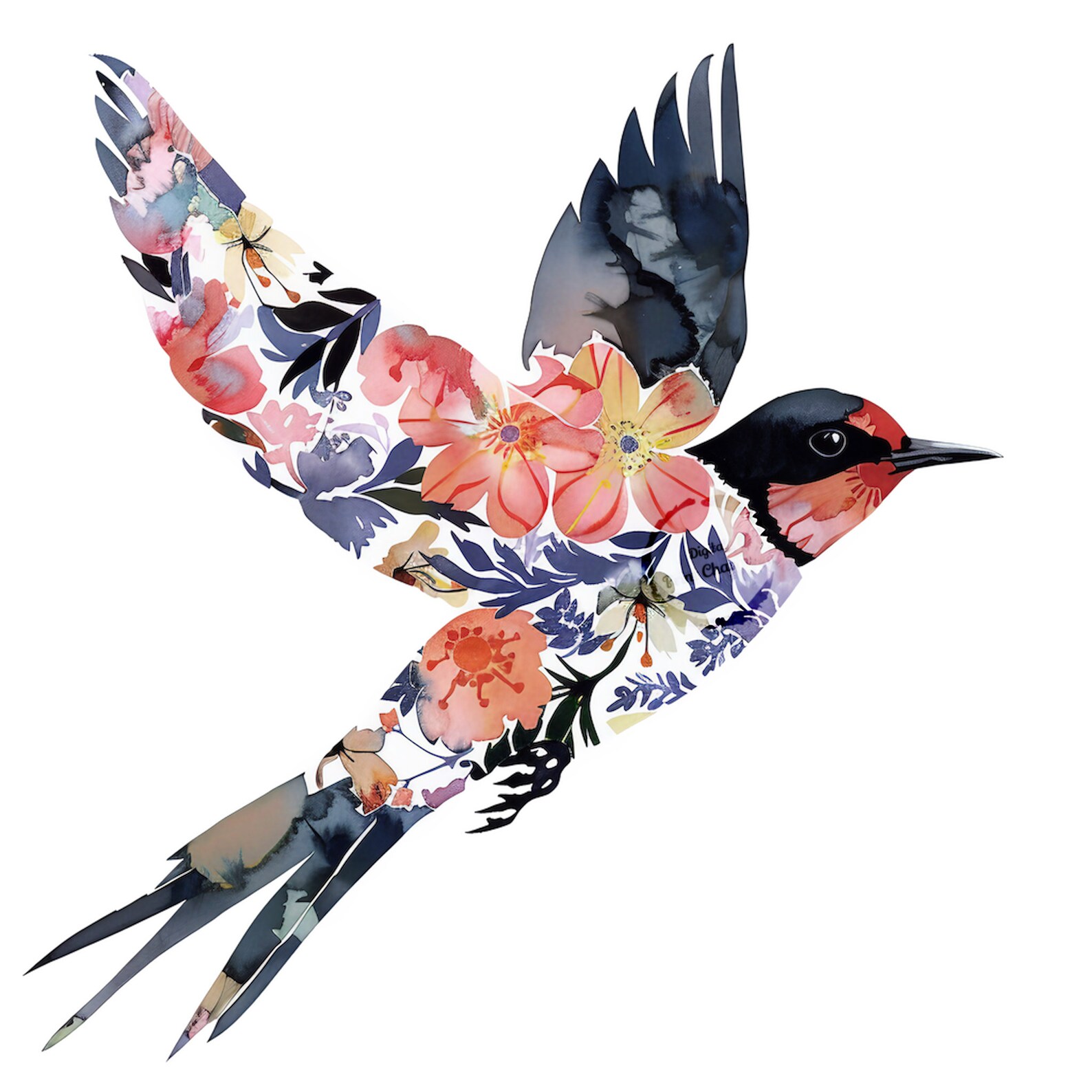 Floral Bird Clipart Bundle 20 Watercolor Flower-patterned Bird ...