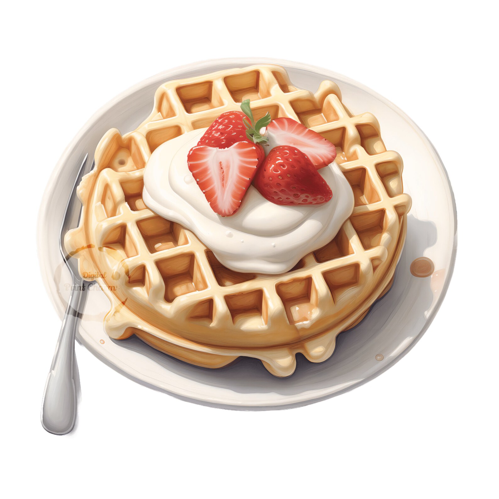 Delicious Waffles Watercolor Bundle 12 Realistic Clipart Digital Prints ...