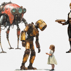 Steampunk Robots | 20 Victorian Clipart | Gift for Crafters | Rusty ...