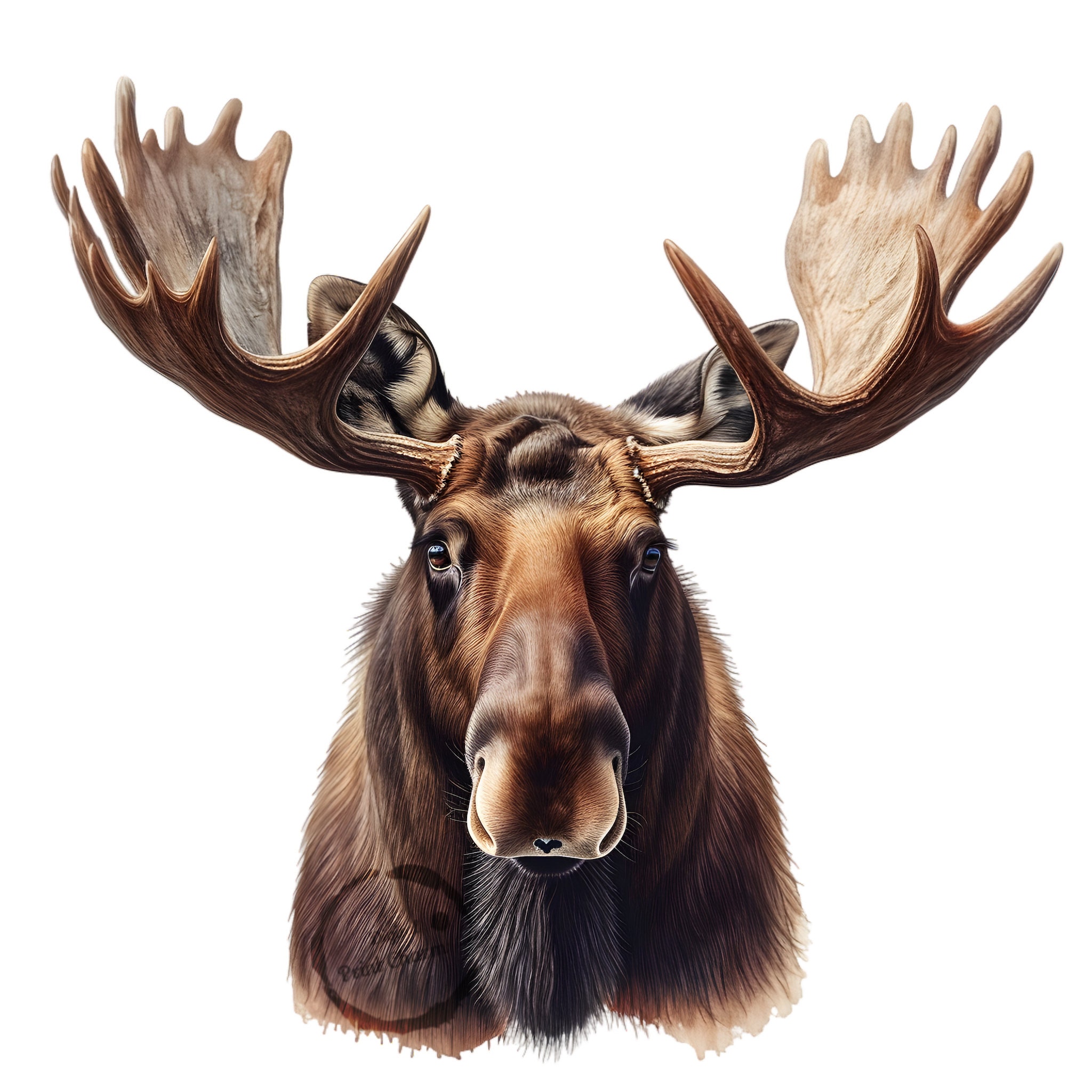 Majestic Moose Portrait Clipart Bundle 16 Realistic Wildlife ...