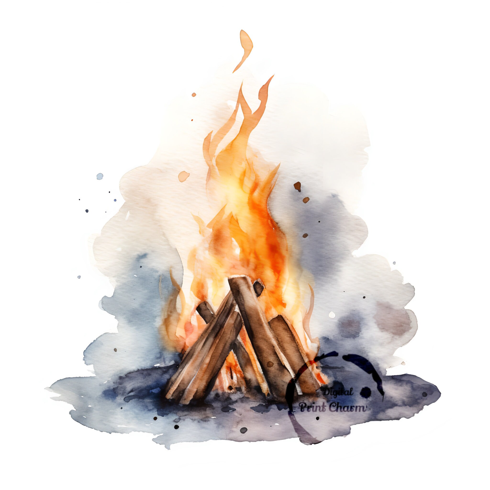 Bonfire and Campfire Clipart 16 Watercolor Digital Prints - Etsy