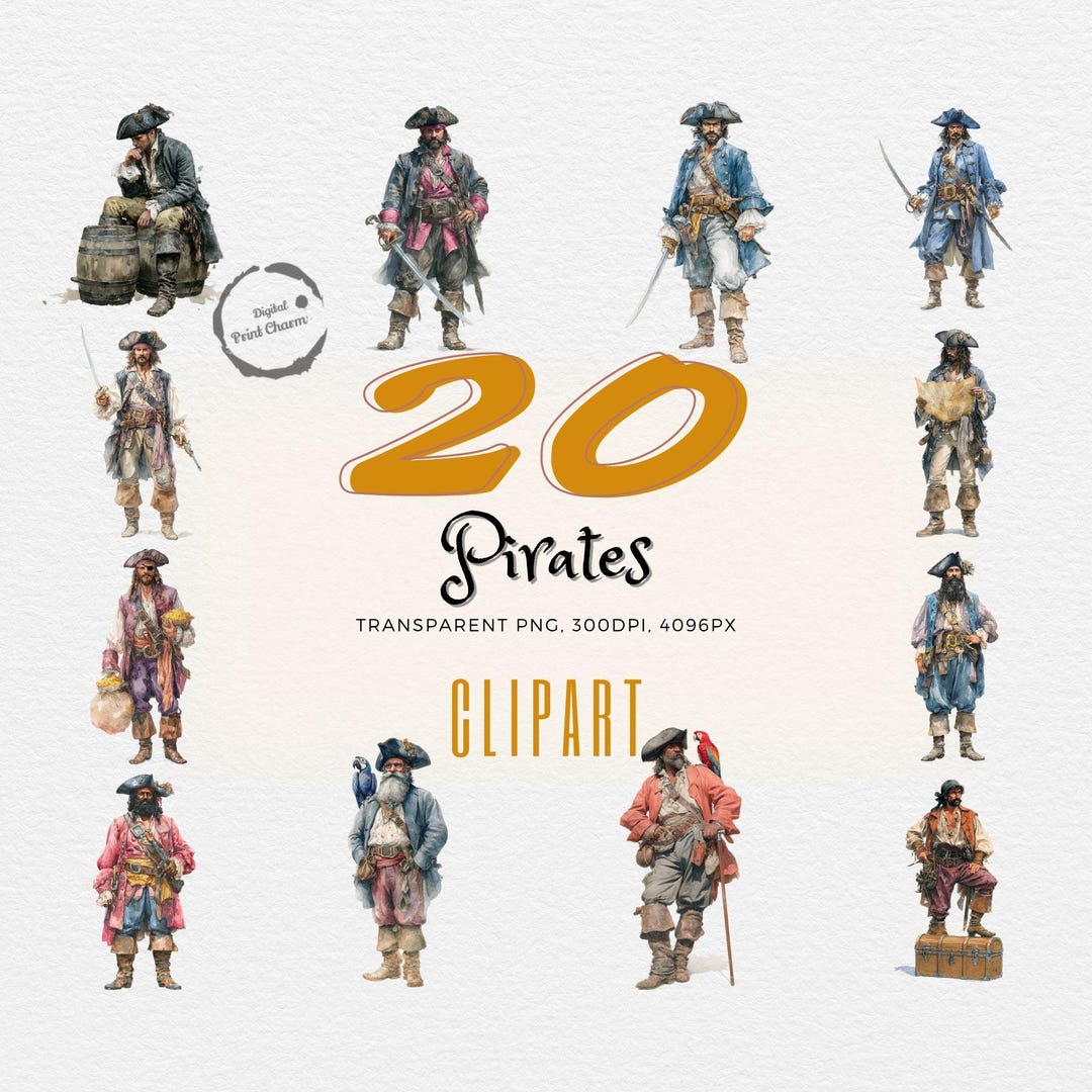 Epic Pirate Clipart Bundle You Can't Miss | 20 Full Body Height View ...