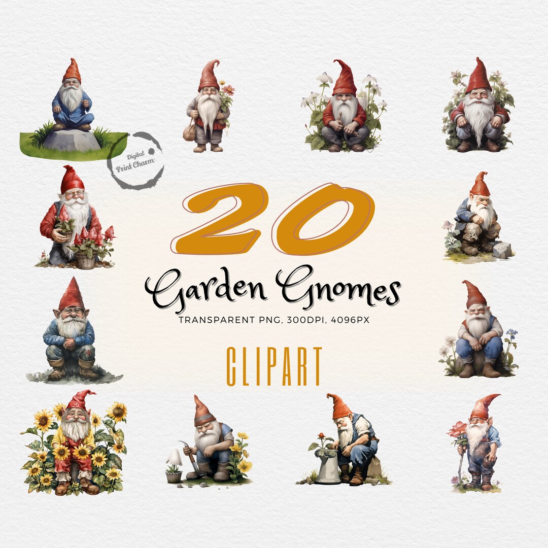 Watercolor Gnome Cliparts | Craft Essential Set of 20 | Ideal for DIY ...