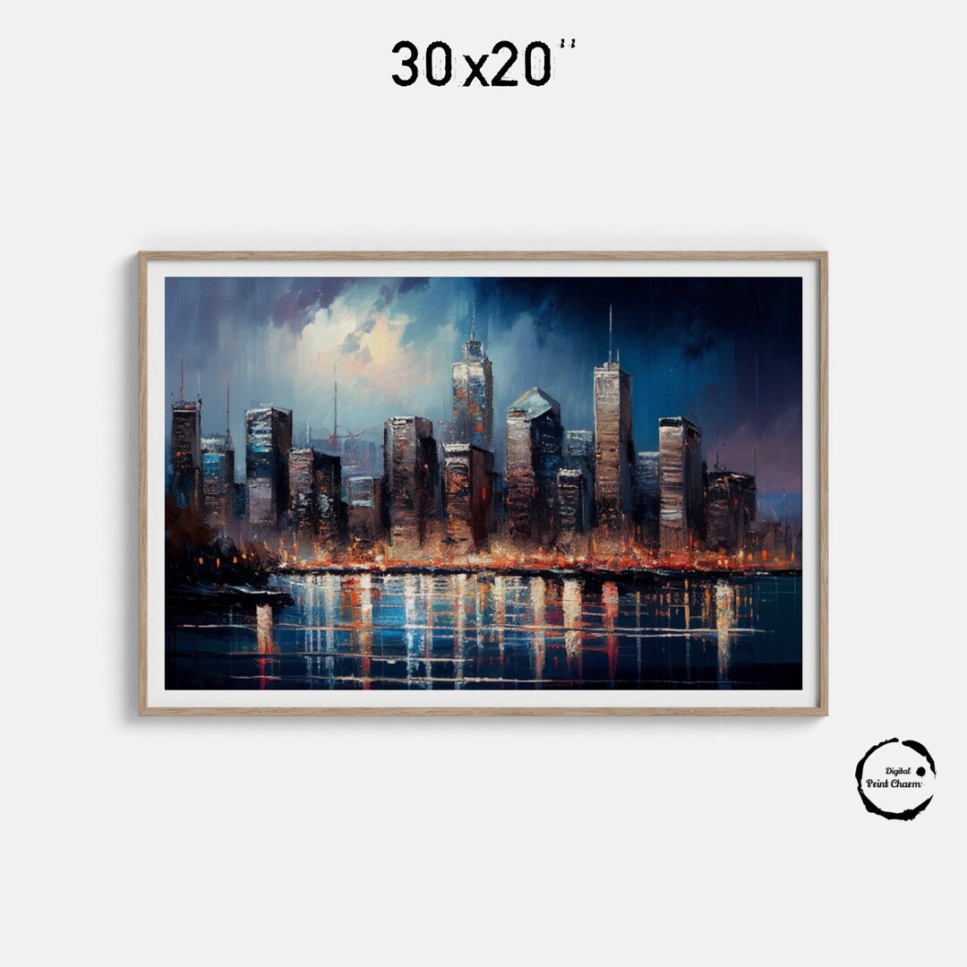 Urban Nightscape | Impressionism Art Print of Vibrant City at Night ...