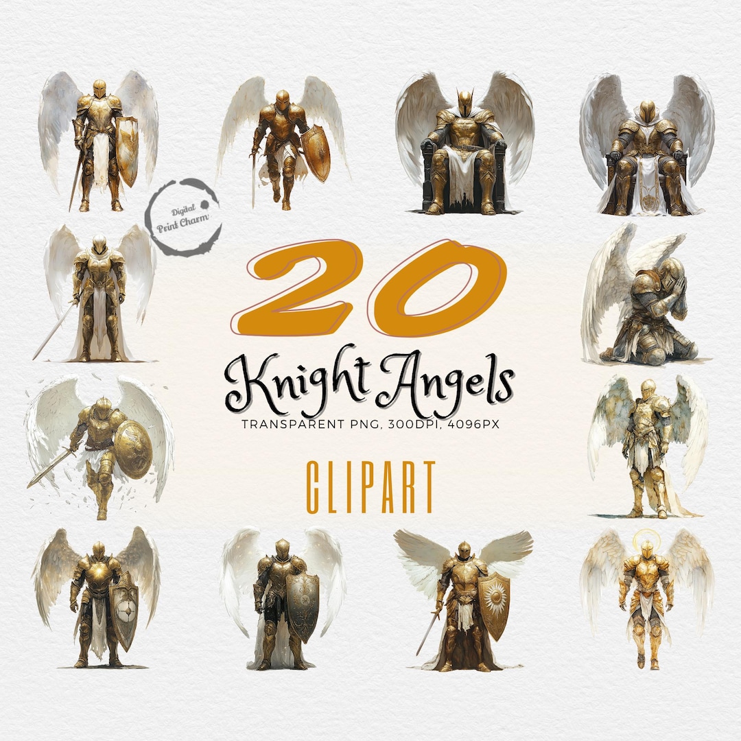 Exclusive 20 Golden Winged Knight Clipart Illustrations | PNG Knight ...