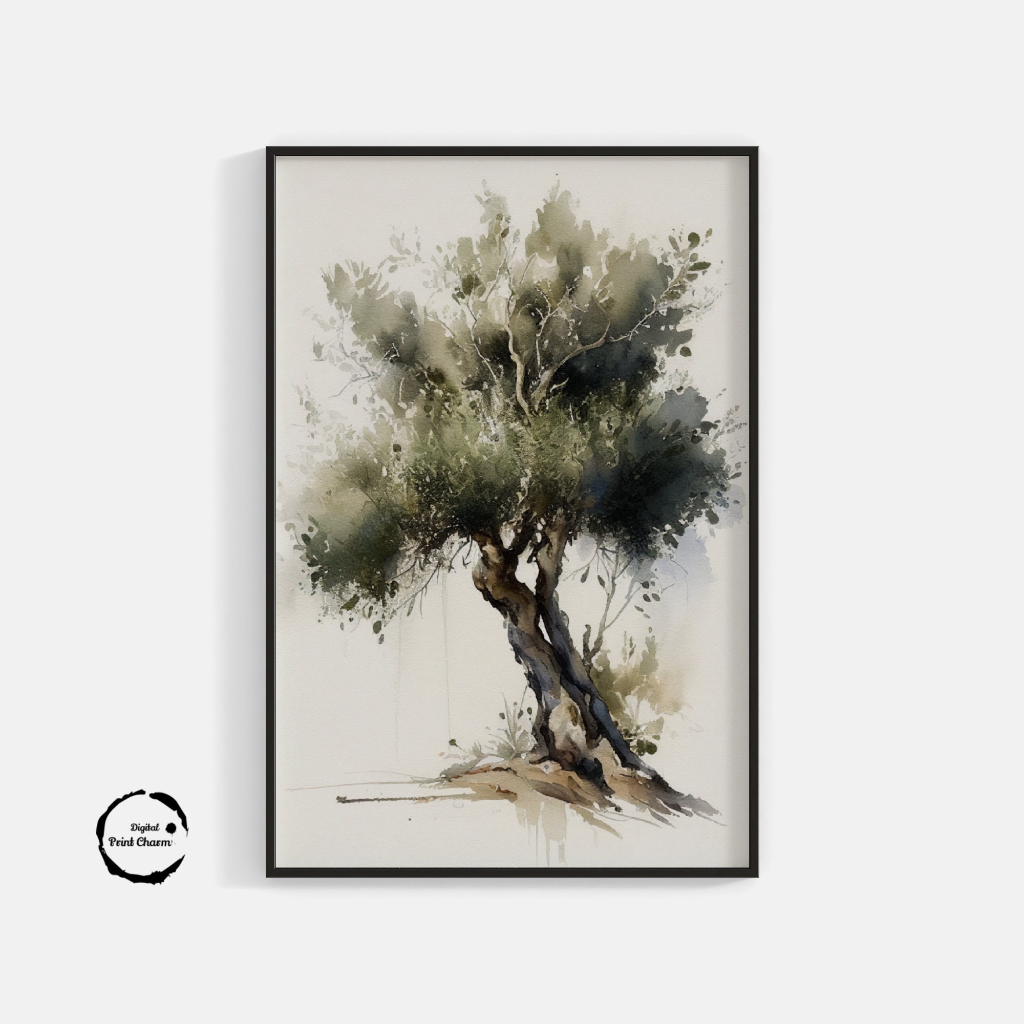 Olive Tree, Watercolor Painting, Digital Printable Art Work, Digital ...